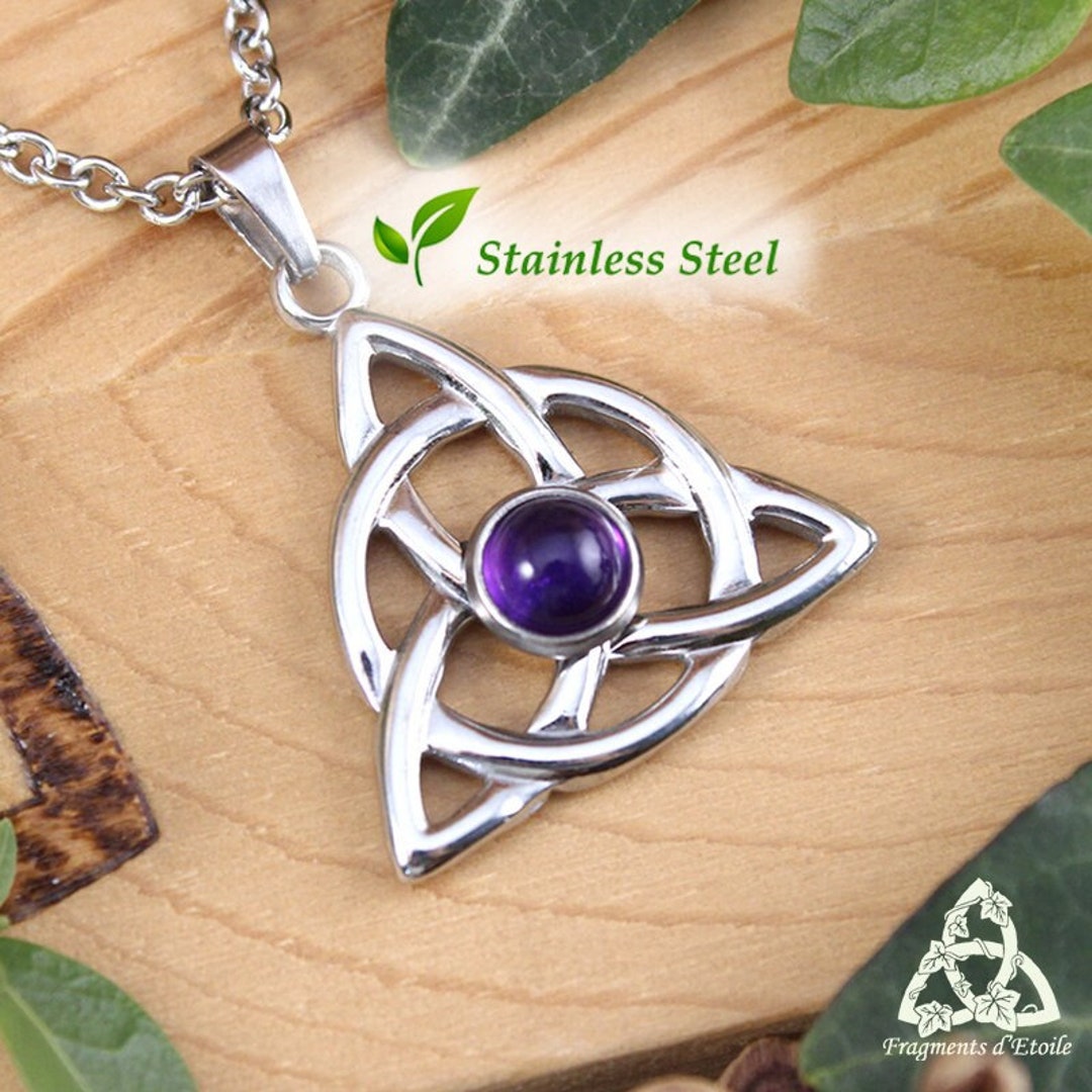 Celtic Triquetra and Amethyst Necklace, Medieval Interlacing Knot ...
