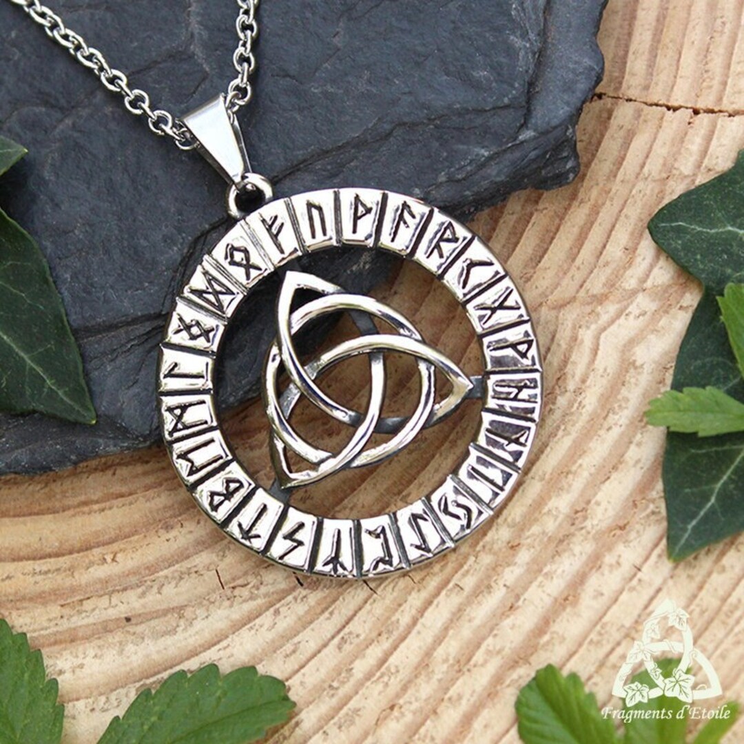 Esoteric Runes and Triquetra Necklace Nordic Viking Jewelry - Etsy
