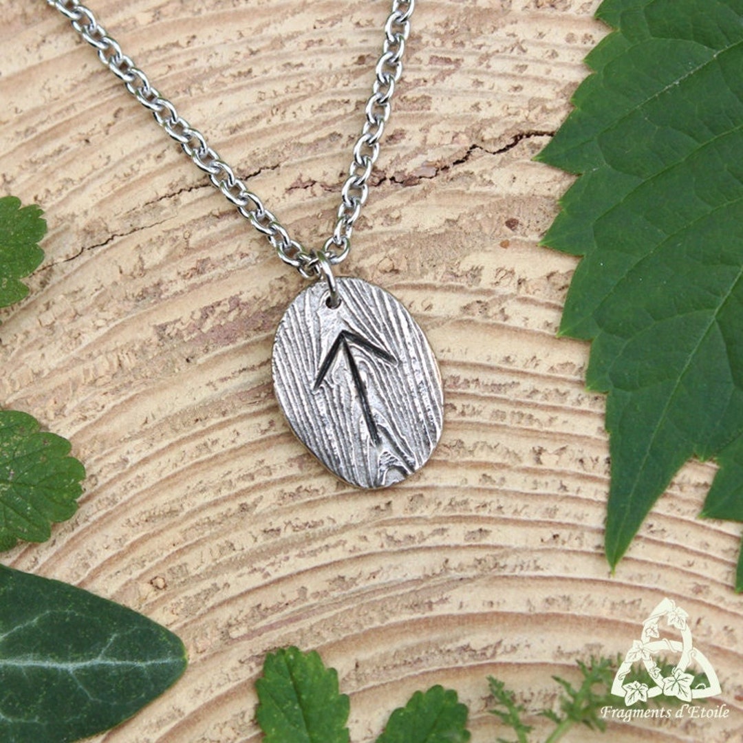 Celtic Rune Tiwaz Necklace, Silver Norse Viking Jewel, Medieval Fantasy ...