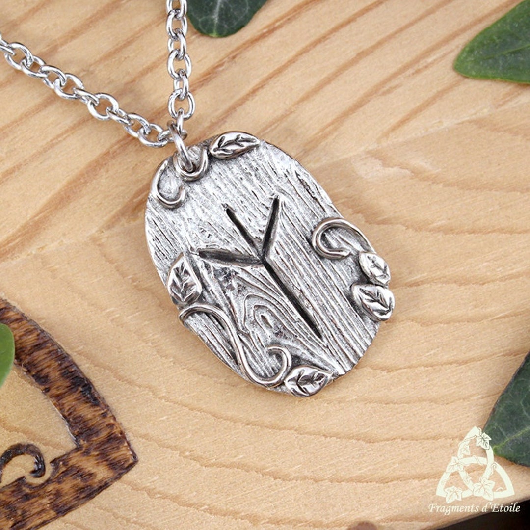 Celtic Rune Elhaz Necklace, Nordic Silver Viking Jewelry, Medieval ...