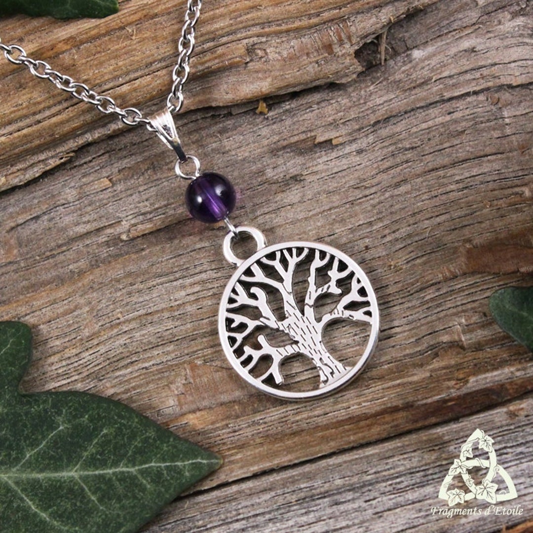 Amethyst Tree of Life Necklace, Celtic Elven Yggdrasil Jewel, Silver ...