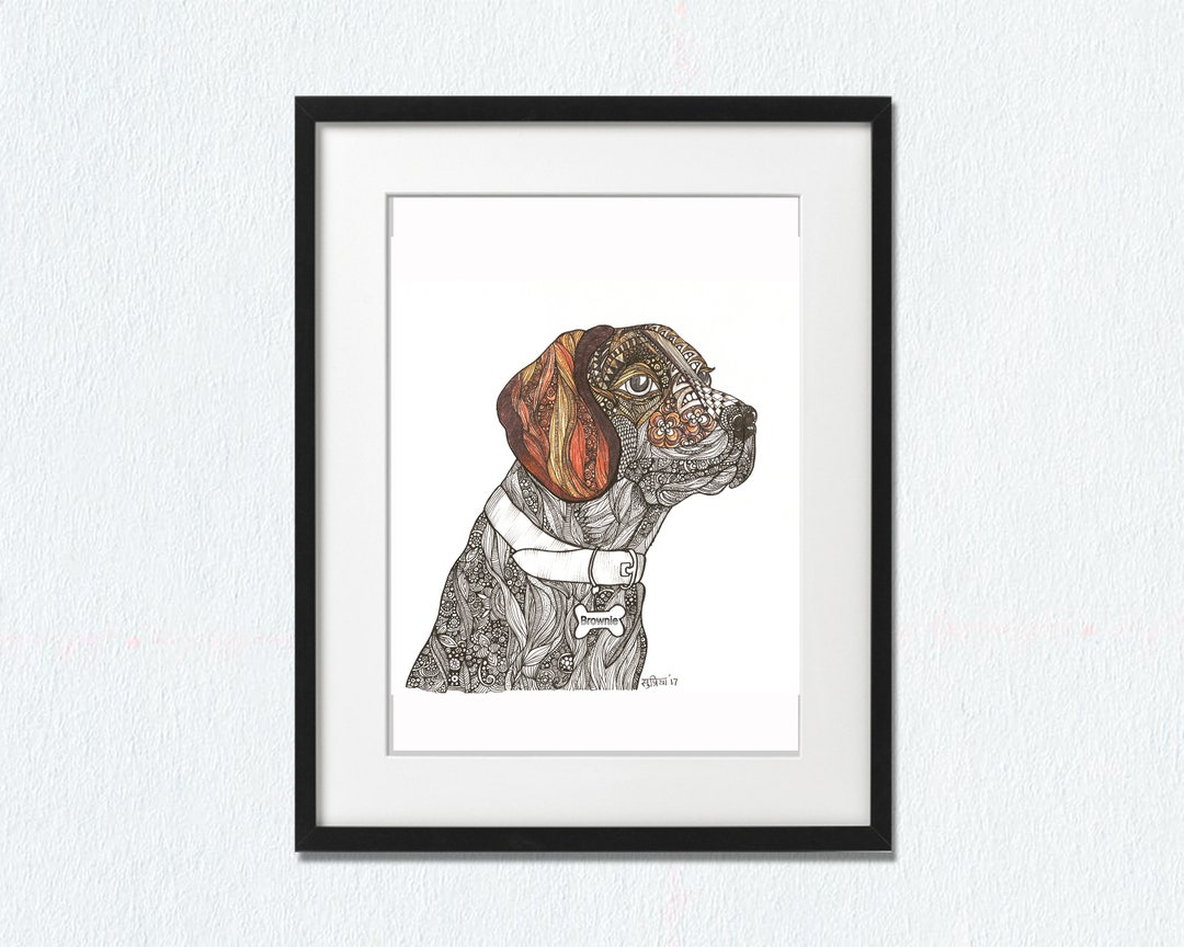 Personalised Art Print: Beagle Dog Doodle - Etsy
