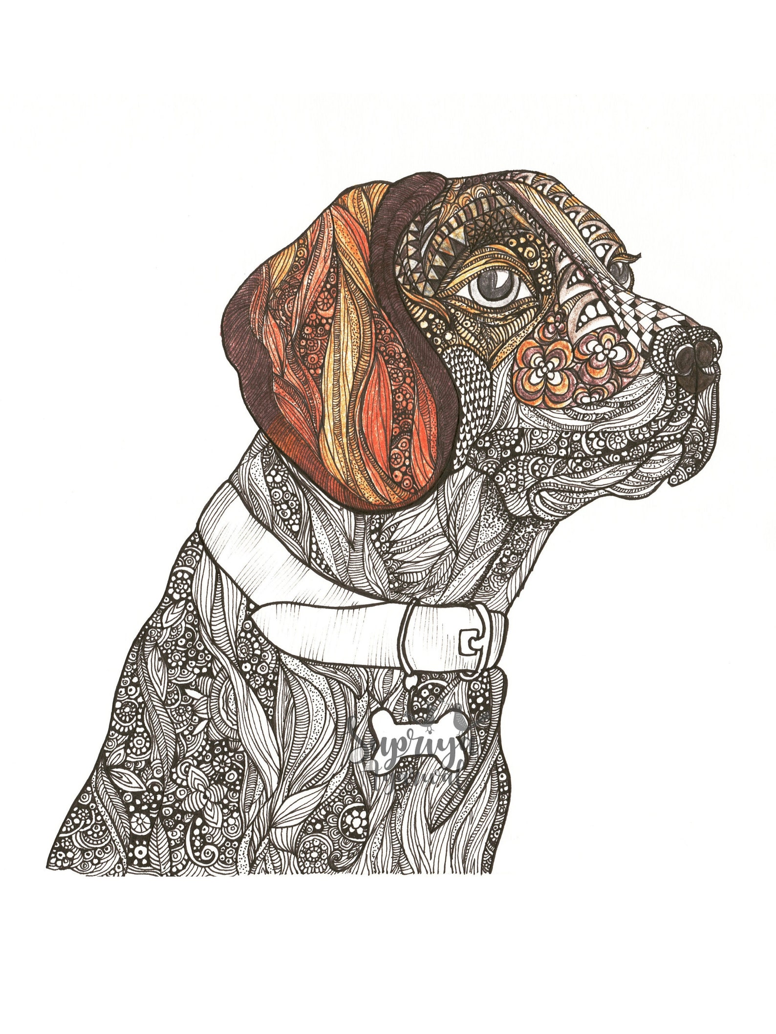 Personalised Art Print: Beagle Dog Doodle - Etsy