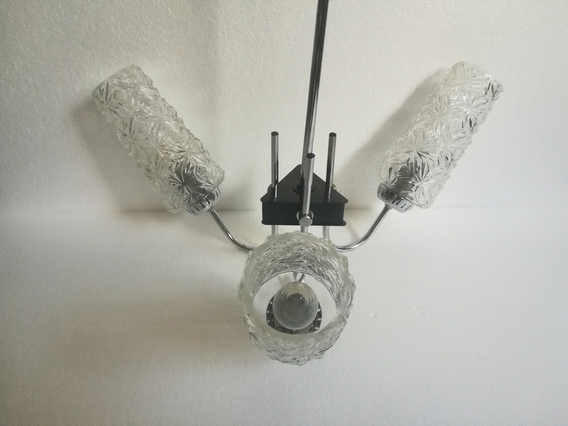 Vintage Mid Century Ceiling Lamp / Three Bulbs Chandelier / - Etsy