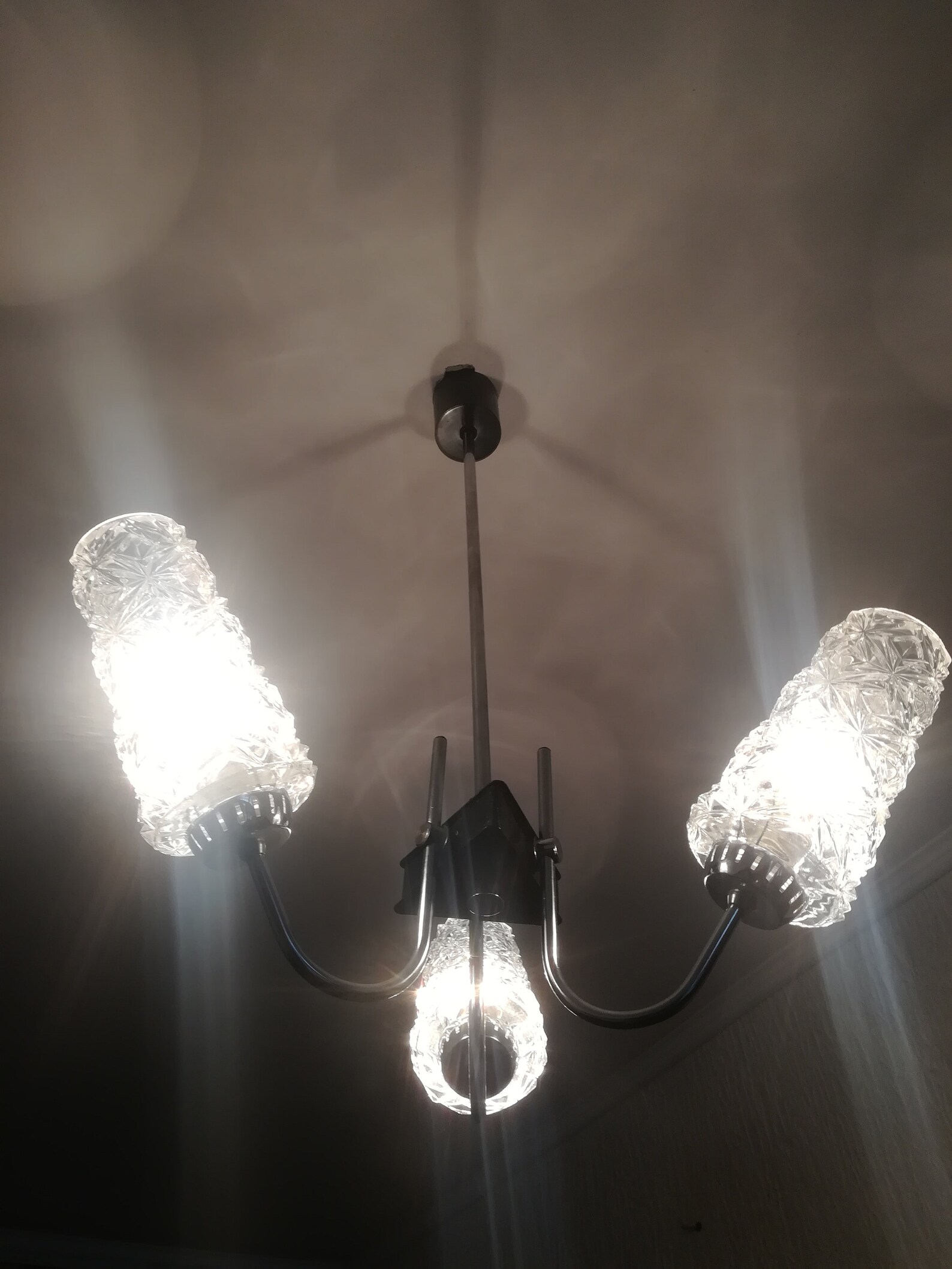 Vintage Mid Century Ceiling Lamp / Three Bulbs Chandelier / - Etsy