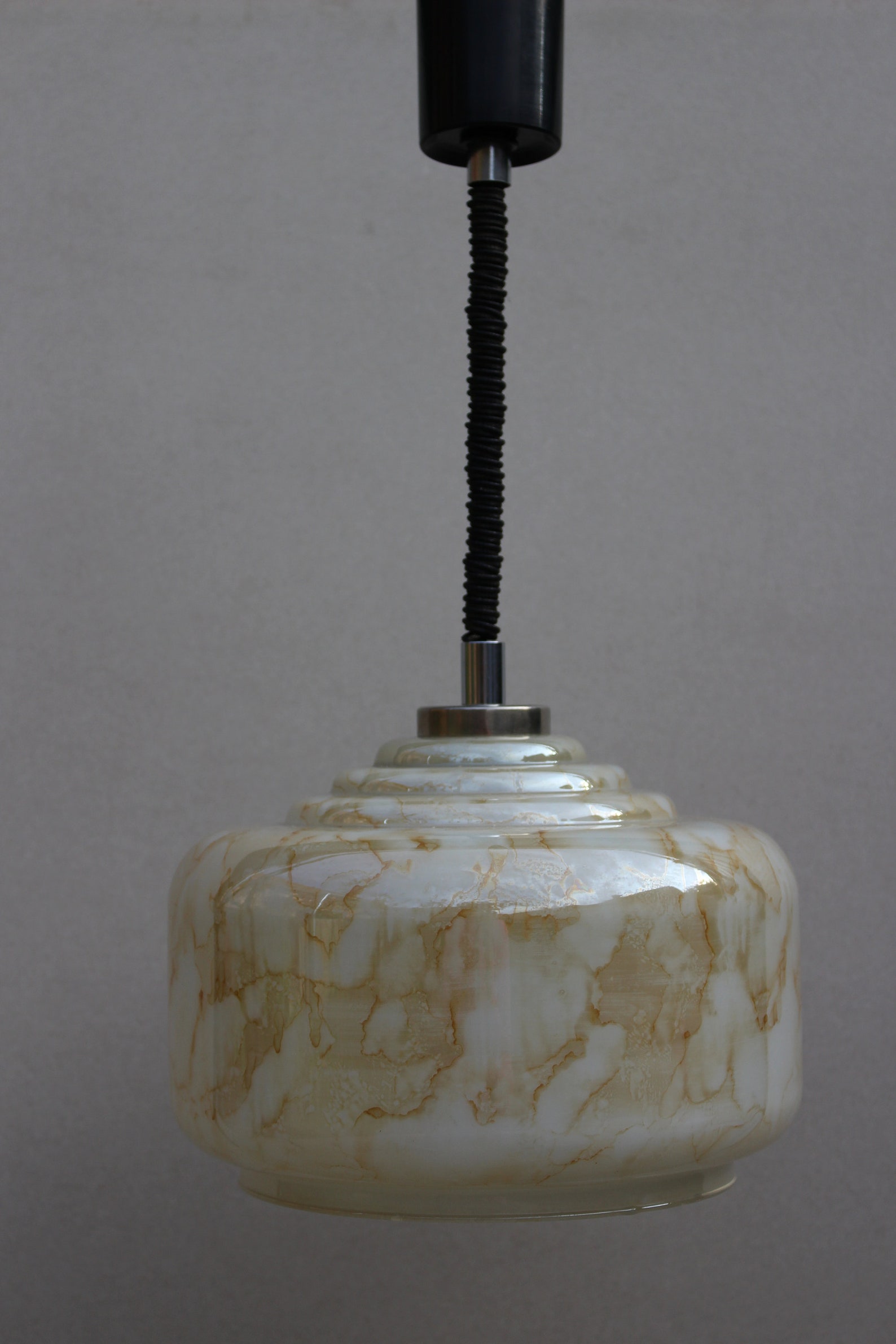 Beautiful Vintage Marble Glass Light / Mid Century Cased Glass Pendant ...