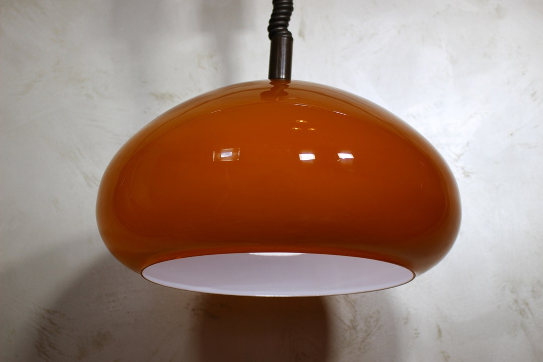 Mid Century Brown Opaline Pendant Light / MCM Ceiling Light / - Etsy