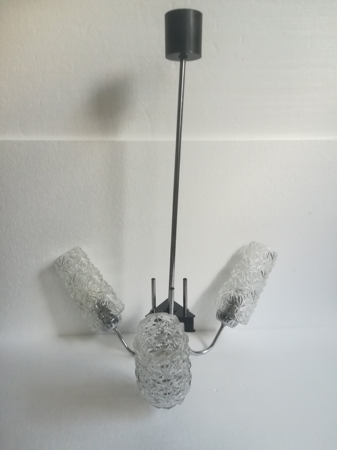 Vintage Mid Century Ceiling Lamp / Three Bulbs Chandelier / - Etsy