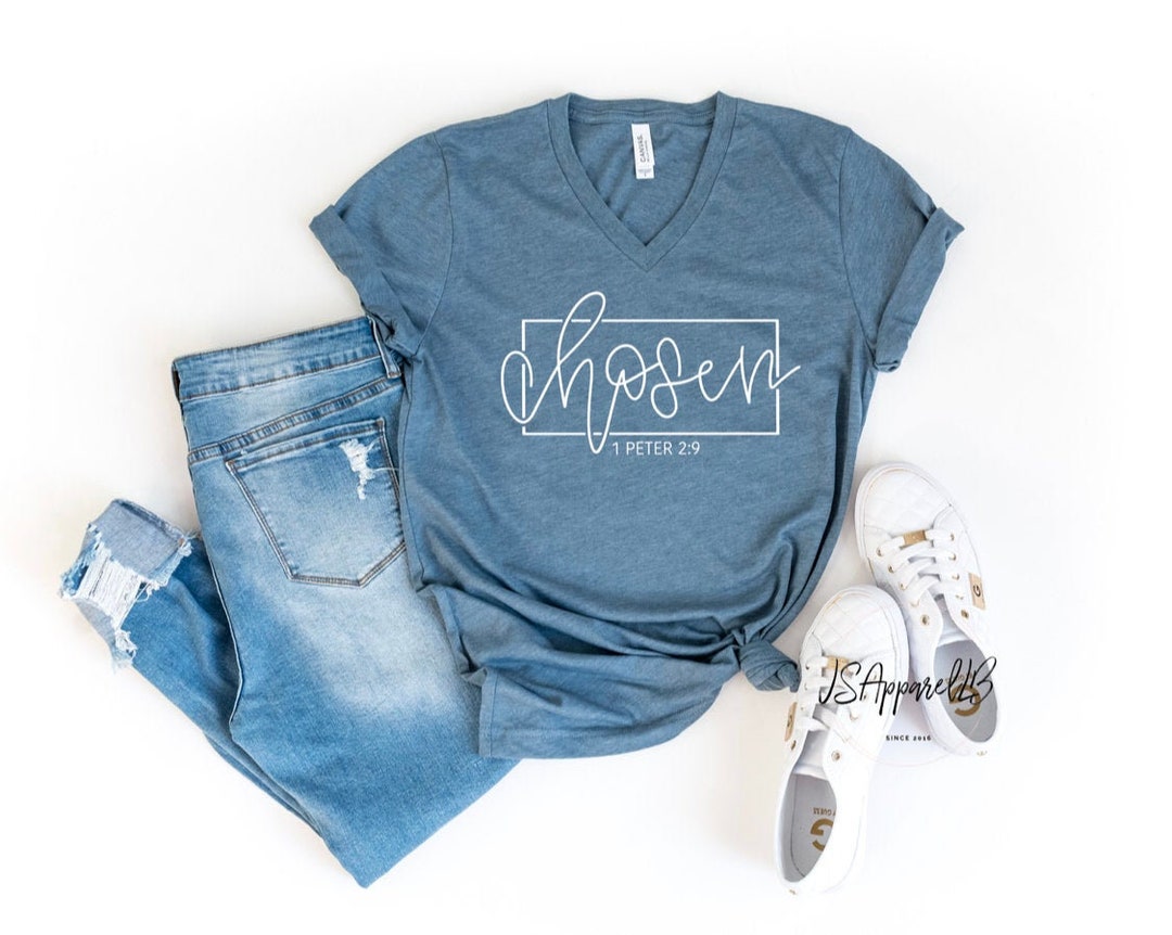 Chosen UNISEX V-neck Shirt, Spiritual Shirt, Christian Shirt, Religious ...