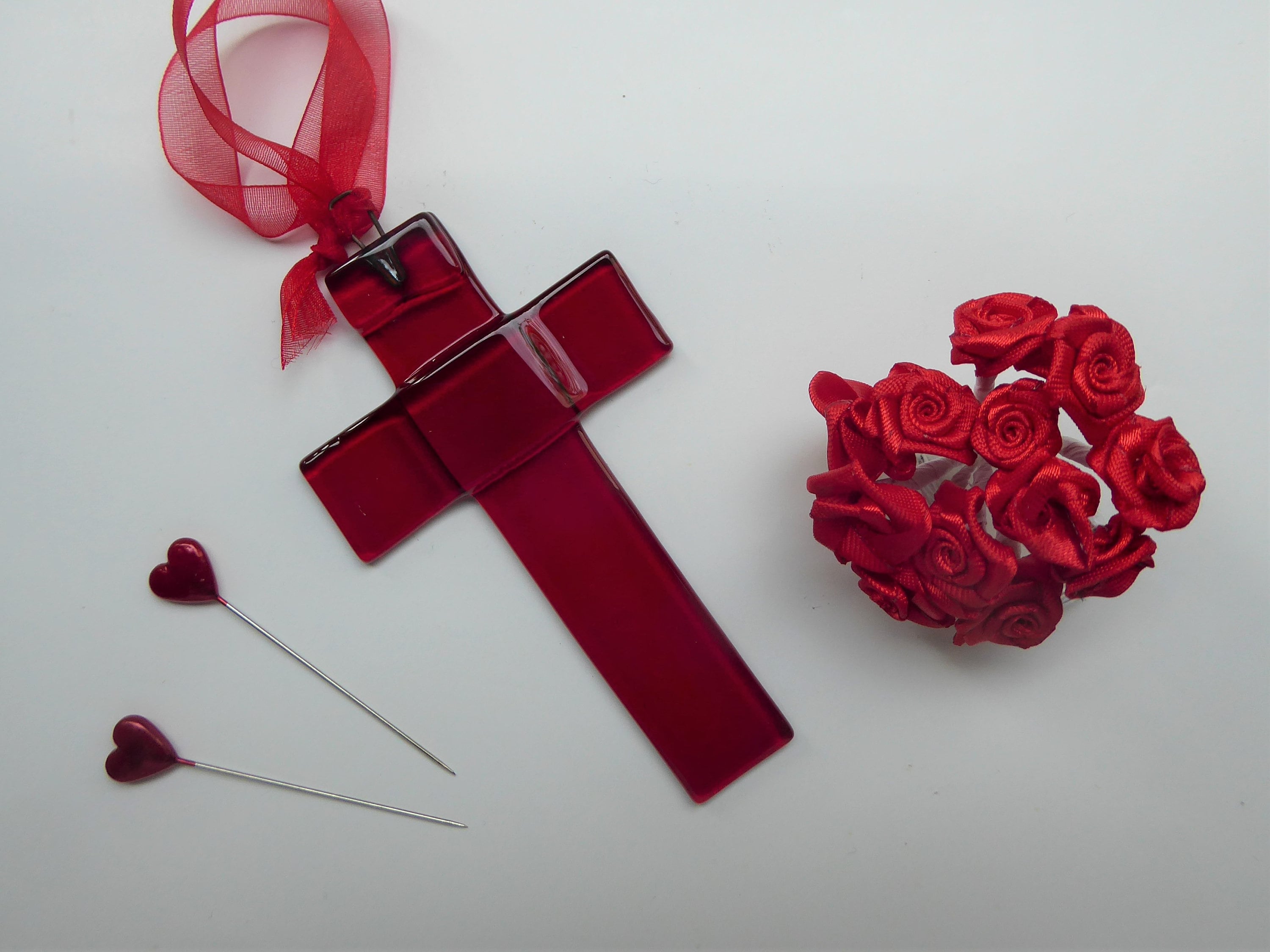 Fused Glass Cross. Coloured Cross. Red Cross. Blue Cross. | Etsy