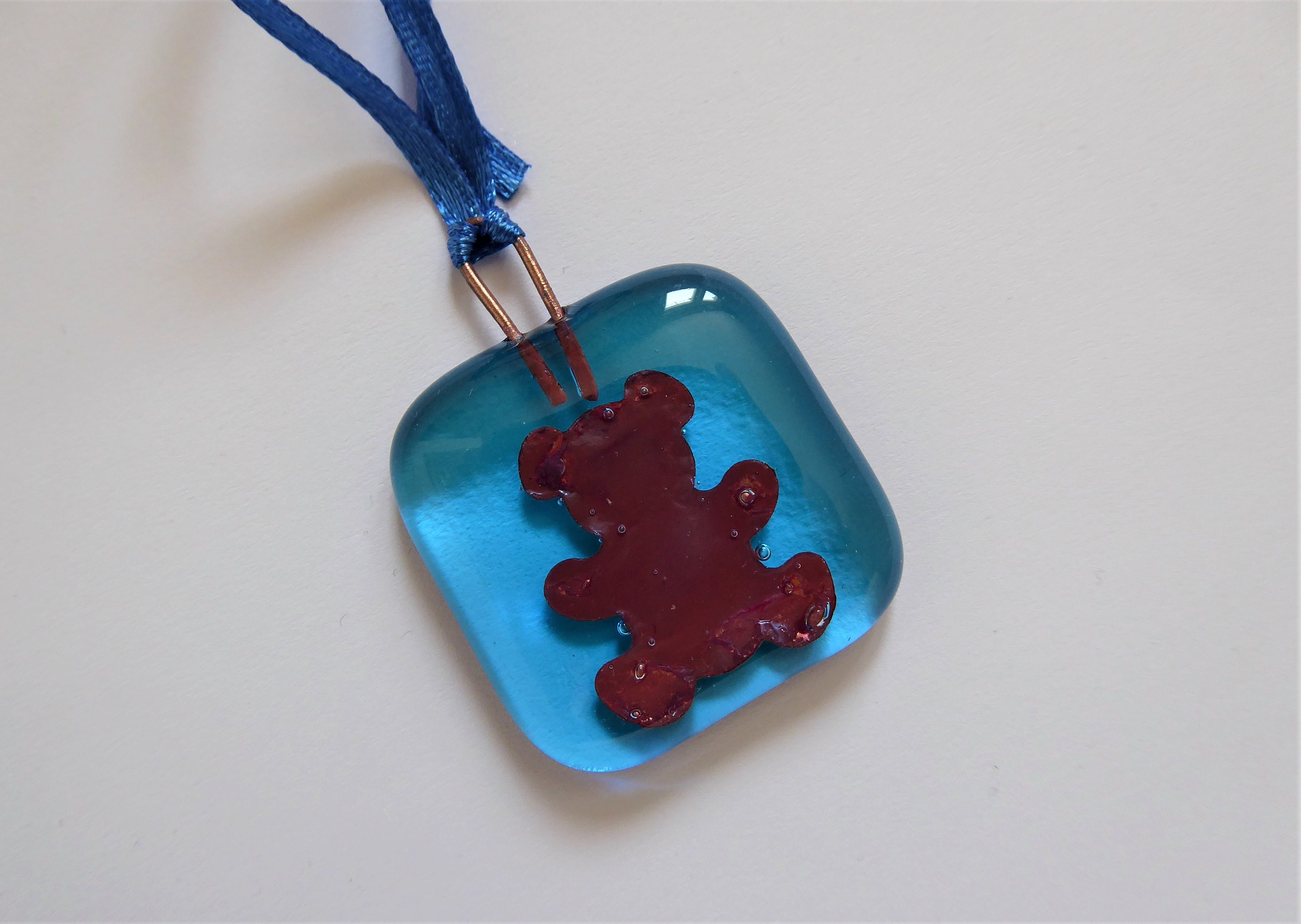 Fused Glass Teddy Bear Hanging Decoration. Fused Glass Teddy Bear ...