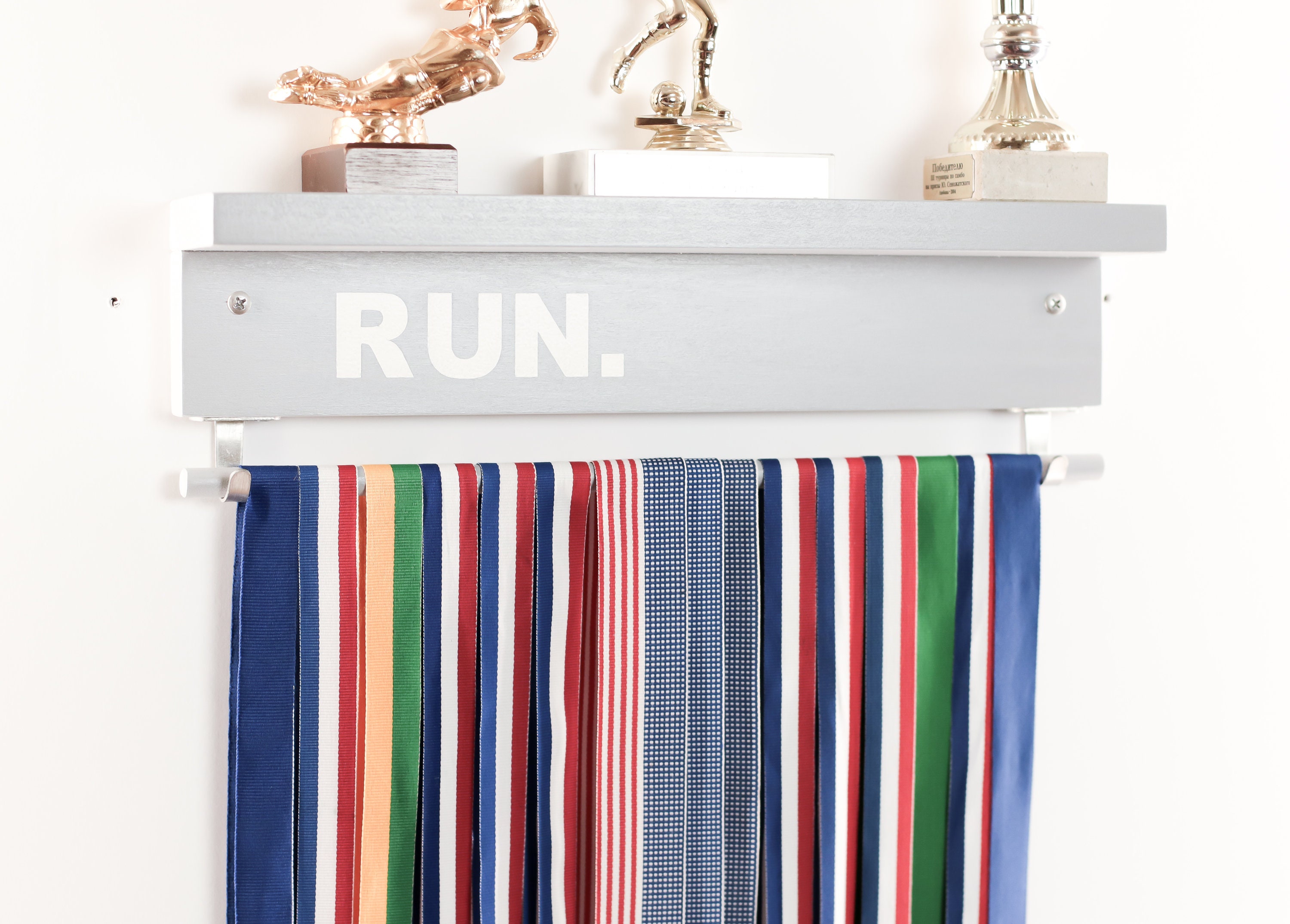 RUN Award Medal Trophy Wooden Display Rack Wall Holder With | Etsy