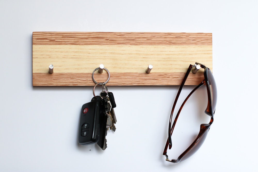 Walnut Oak WOOD Car Keys Holder Unique Organic Wood Wall - Etsy