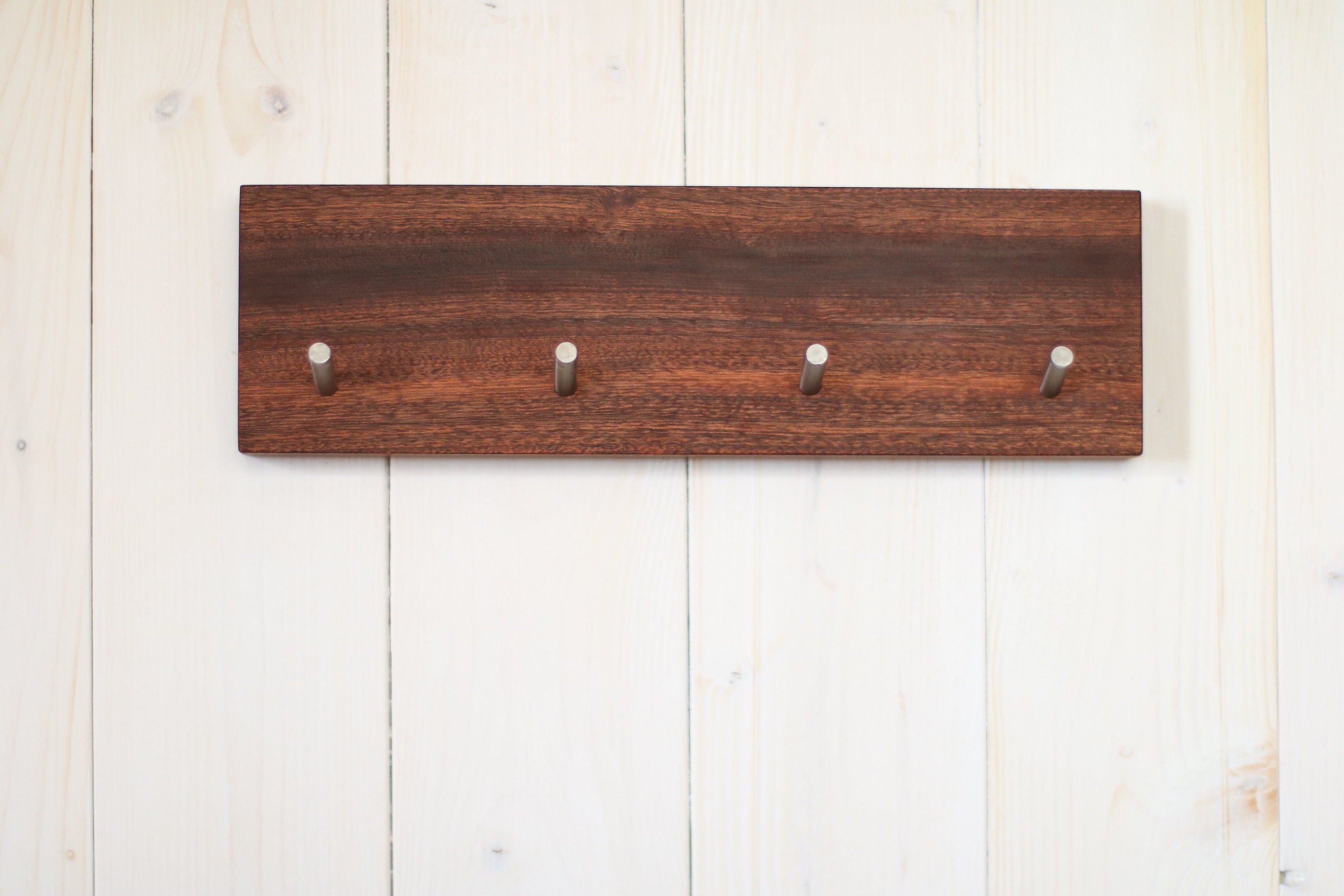 Dark Walnut Wood Key holder Unique Key hanger Solid wall | Etsy