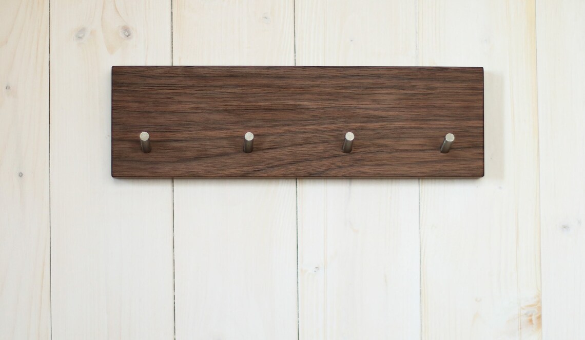 Dark Walnut Wood Key Holder Unique Key Hanger Solid Wall - Etsy