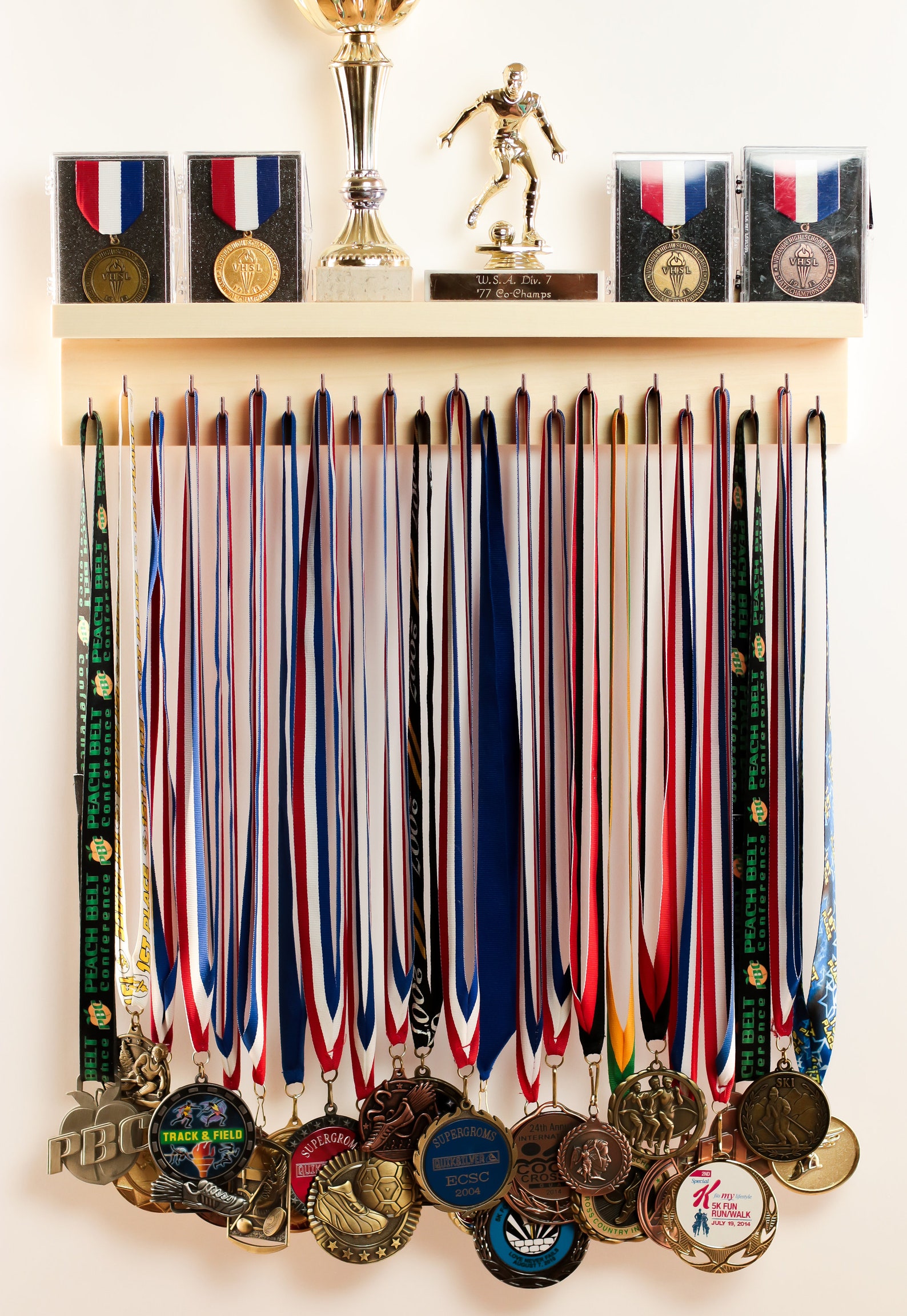 Large Medal Wall Holder Wide Top Shelf / Trophy Medal Ribbon - Etsy
