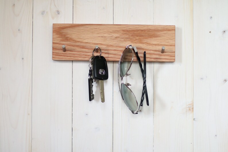 Dark Walnut Wood Key holder Unique Key hanger Solid wall | Etsy