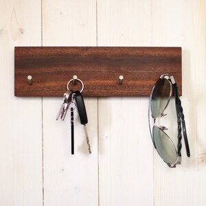 Walnut Oak WOOD Car Keys Holder, Unique Organic Wood Wall Mounted, Key ...