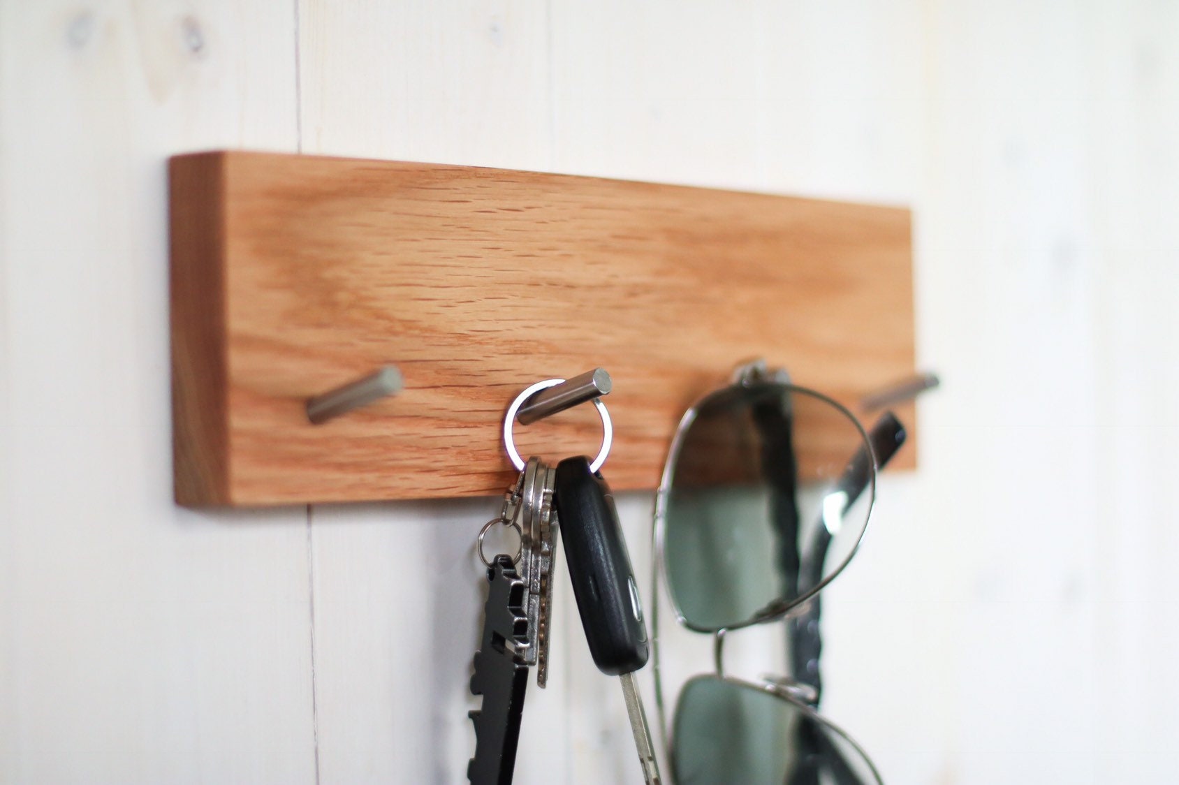 Walnut Oak WOOD Car Keys Holder Unique Organic Wood Wall - Etsy