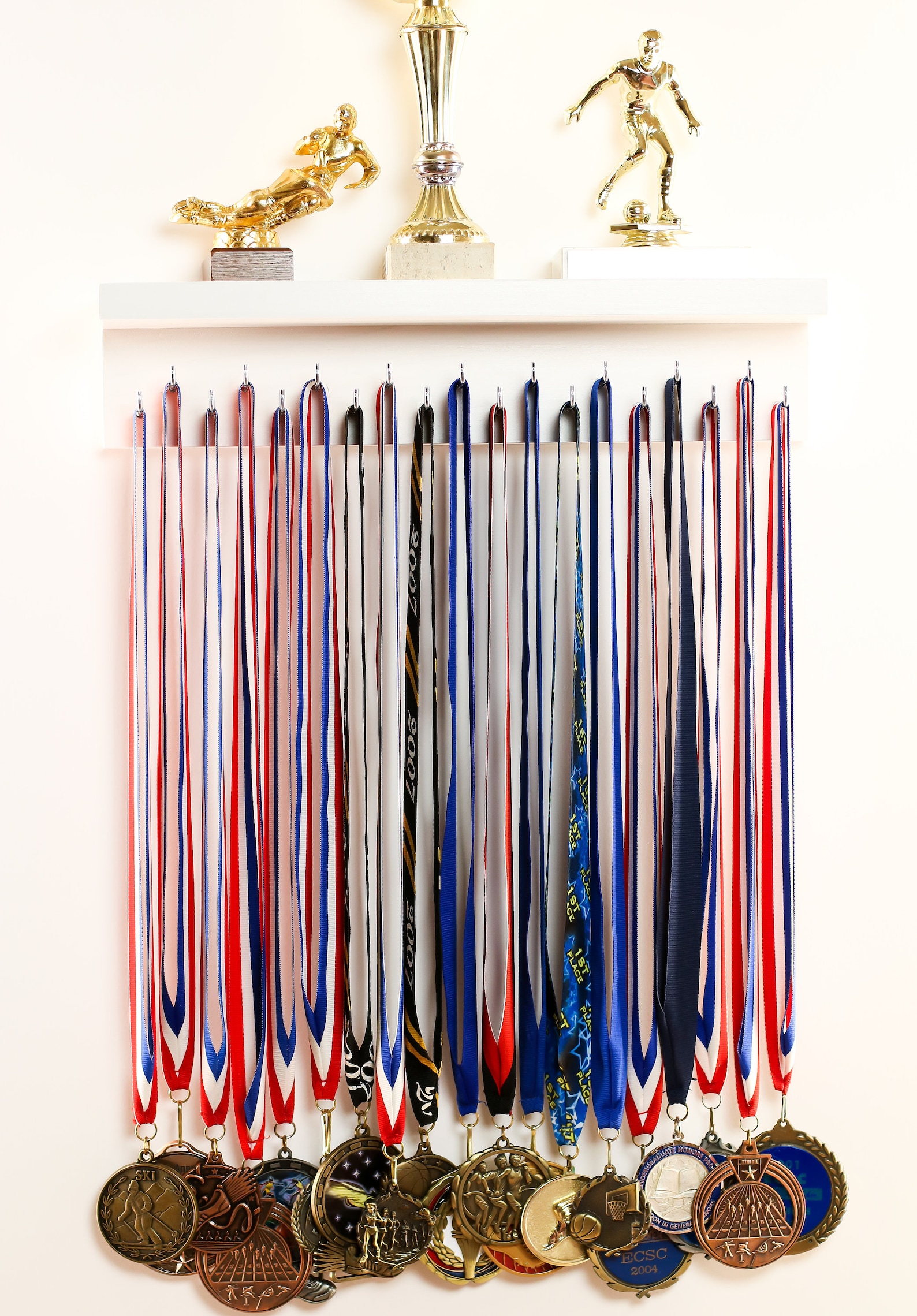 LARGE CUSTOM Medal Wall Holder Wide Top Shelf / Trophy Medal - Etsy