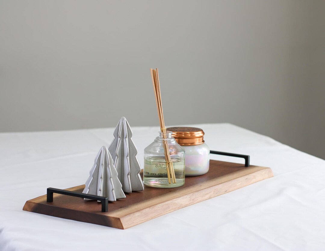 Natural Live Edge Wood Tray Countertop Kitchen Bathroom Display Tray ...