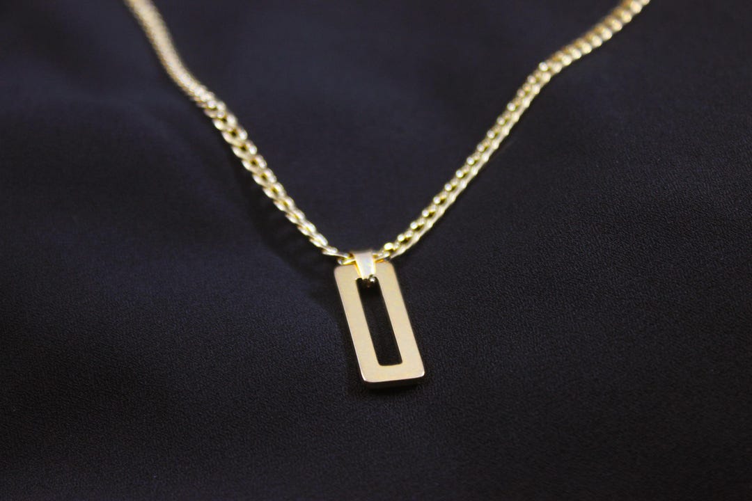 Gold Modern Simple Rectangle Charm Unisex/ Gender Neutral Gold ...