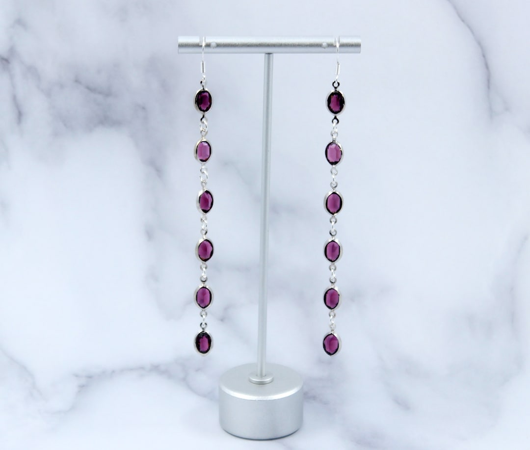 Amethyst Crystal Channel Link Dangle Drop Chandelier Sterling Silver ...