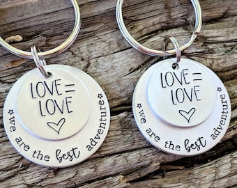 Personalized Hand Stamped Matching Set Couples Keychains. | Etsy