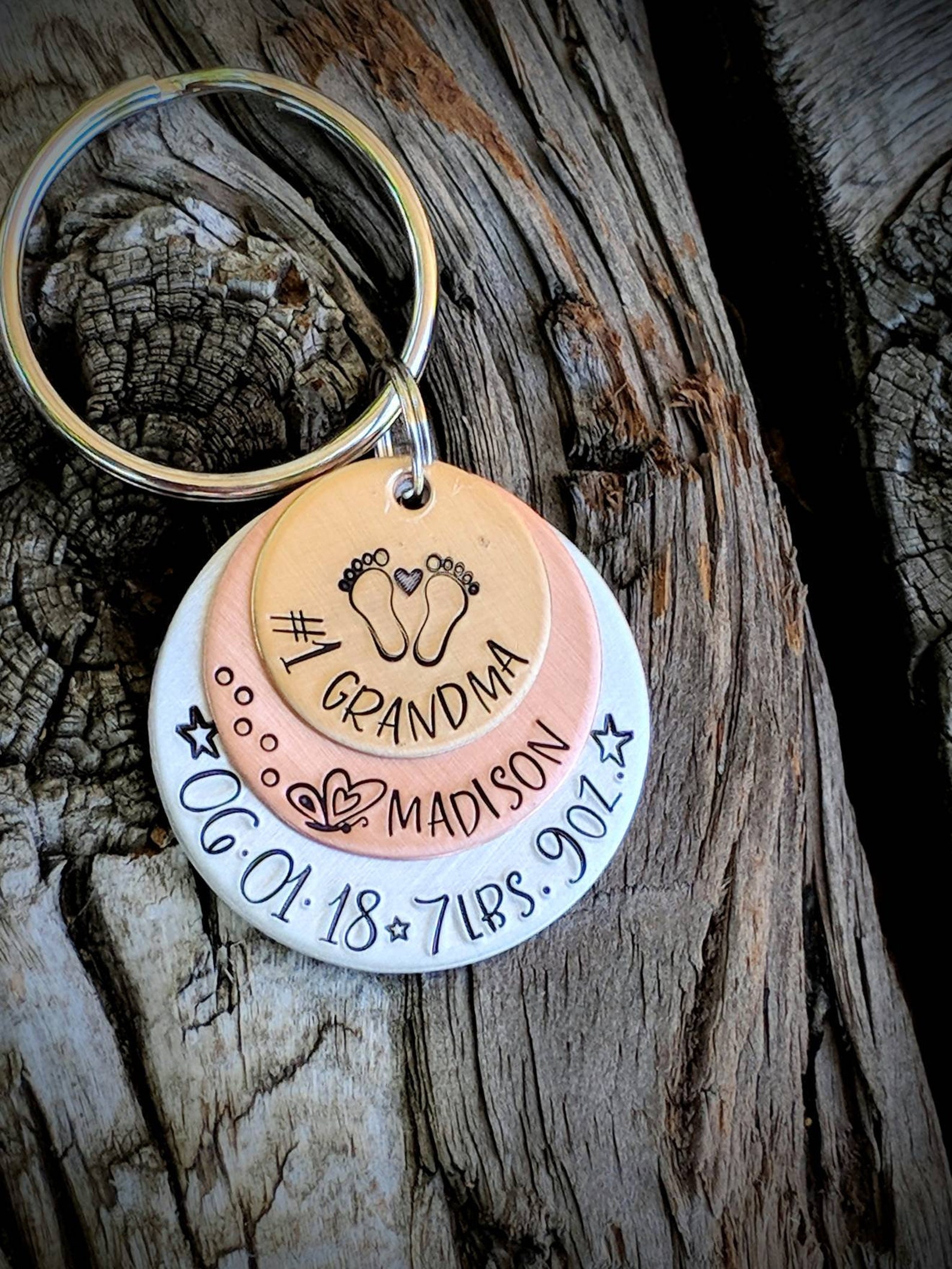 Personalized Hand Stamped Grandma Keychain. New Grandmother | Etsy