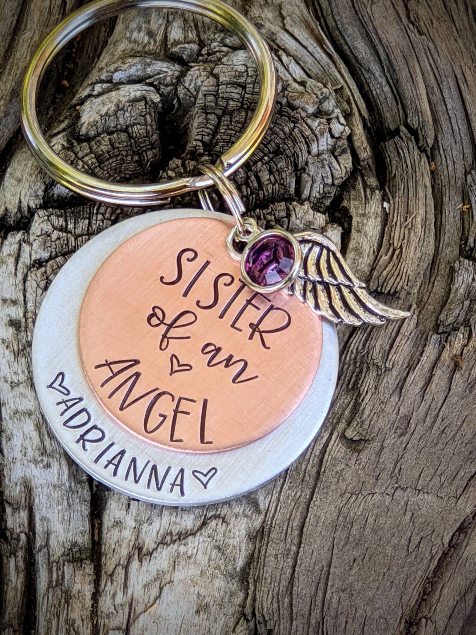 Personalized Hand Stamped Sibling Memorial Keychain. Gift for - Etsy