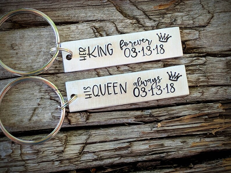 Personalized Hand Stamped MATCHING SET Couples Keychains. - Etsy