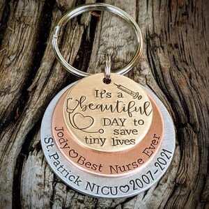 Personalized Hand Stamped Nurse Keychain. NICU Nurse Gifts. Gift for ...