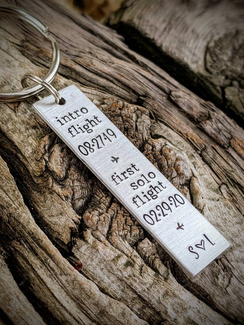 Personalized hand stamped pilot keychain. Pilots gifts. Flight | Etsy