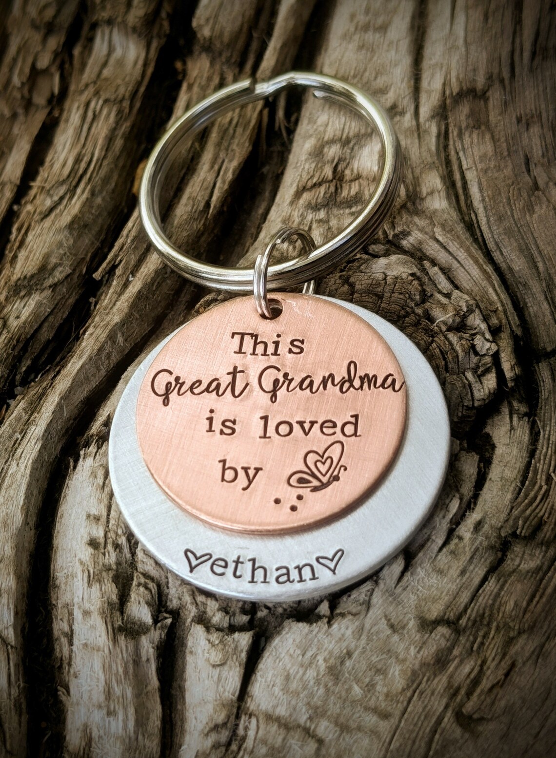 Personalized Hand Stamped Great Grandma Keychain. Great - Etsy