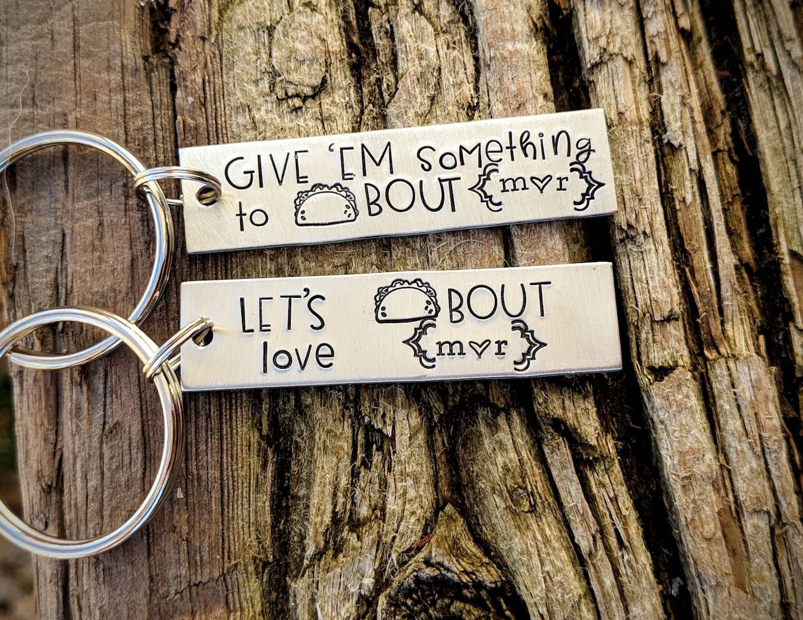 Personalized Hand Stamped Matching Couples Keychains. Custom | Etsy
