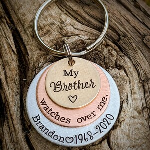 Personalized Hand Stamped Brother Memorial Keychain. Custom Gift for ...
