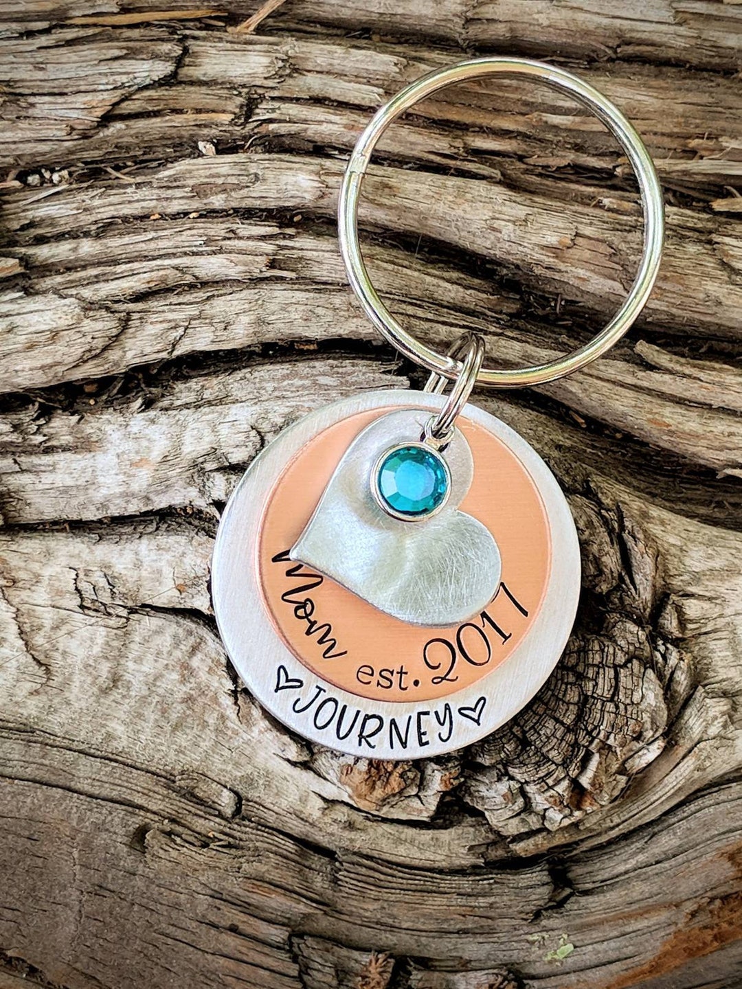 Personalized Hand Stamped New Mom Keychain. Custom Mothers Day Gifts ...