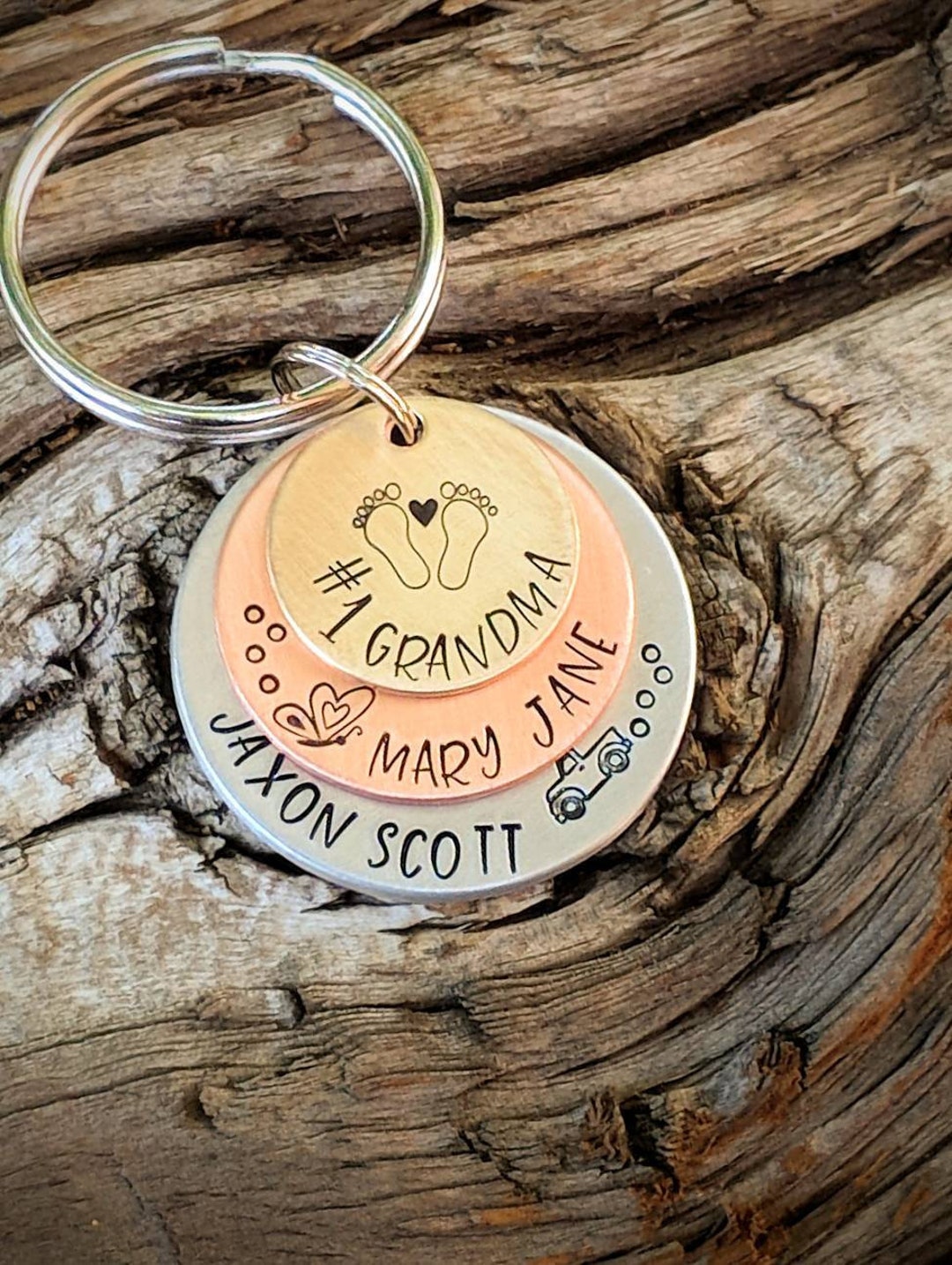 Personalized Hand Stamped Grandma Gift. Grandmother Keychain. New ...