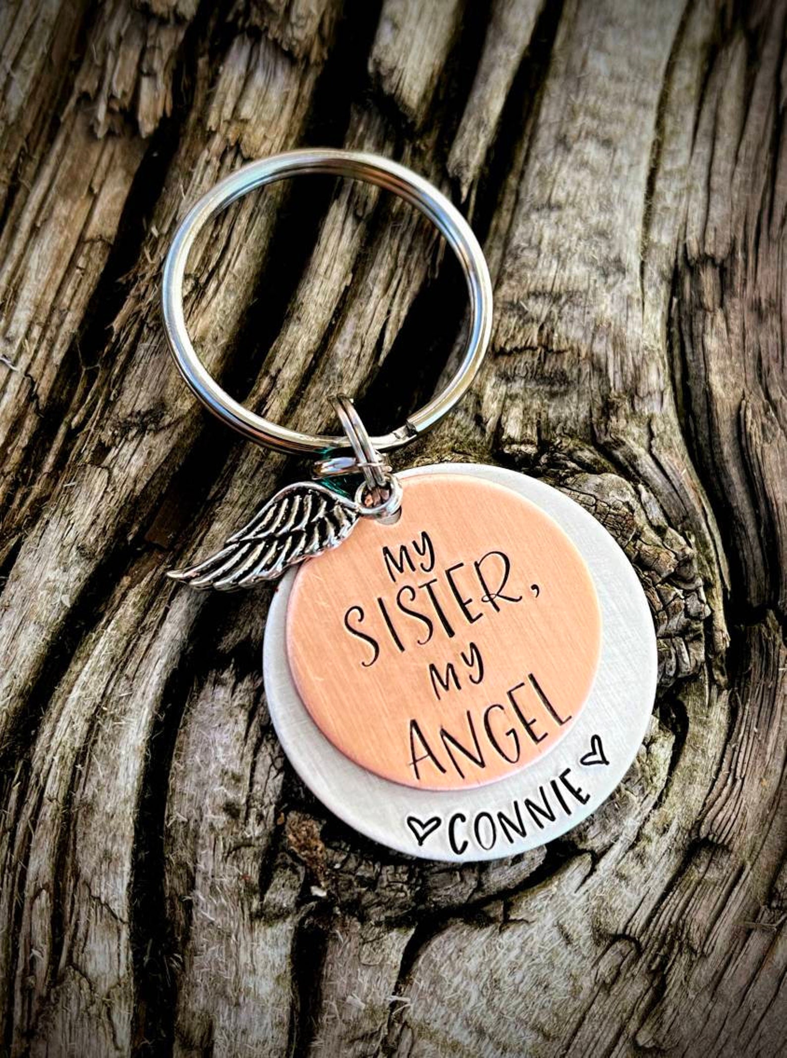 Personalized Hand Stamped Sister Memorial Keychain. Gift for Loss of ...