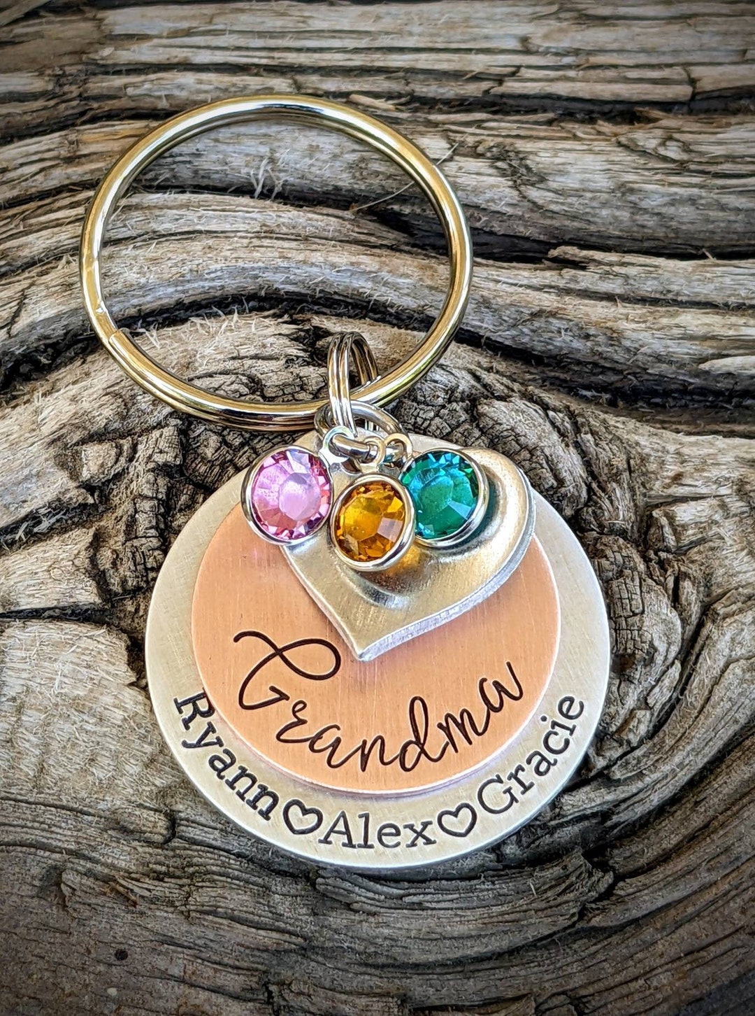 Personalized Hand Stamped Grandma Keychain. Grandmother Gift. Mothers ...