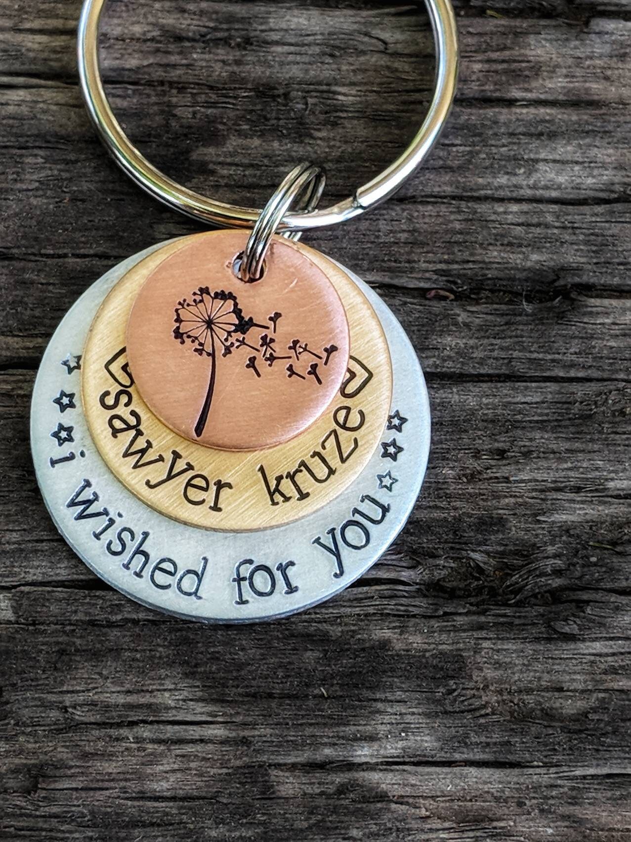 Personalized Hand Stamped New Baby Keychain New Mother Gift. | Etsy