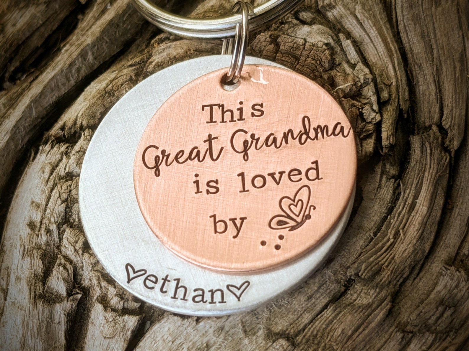 Personalized Hand Stamped Great Grandma Keychain. Great Grandmother ...