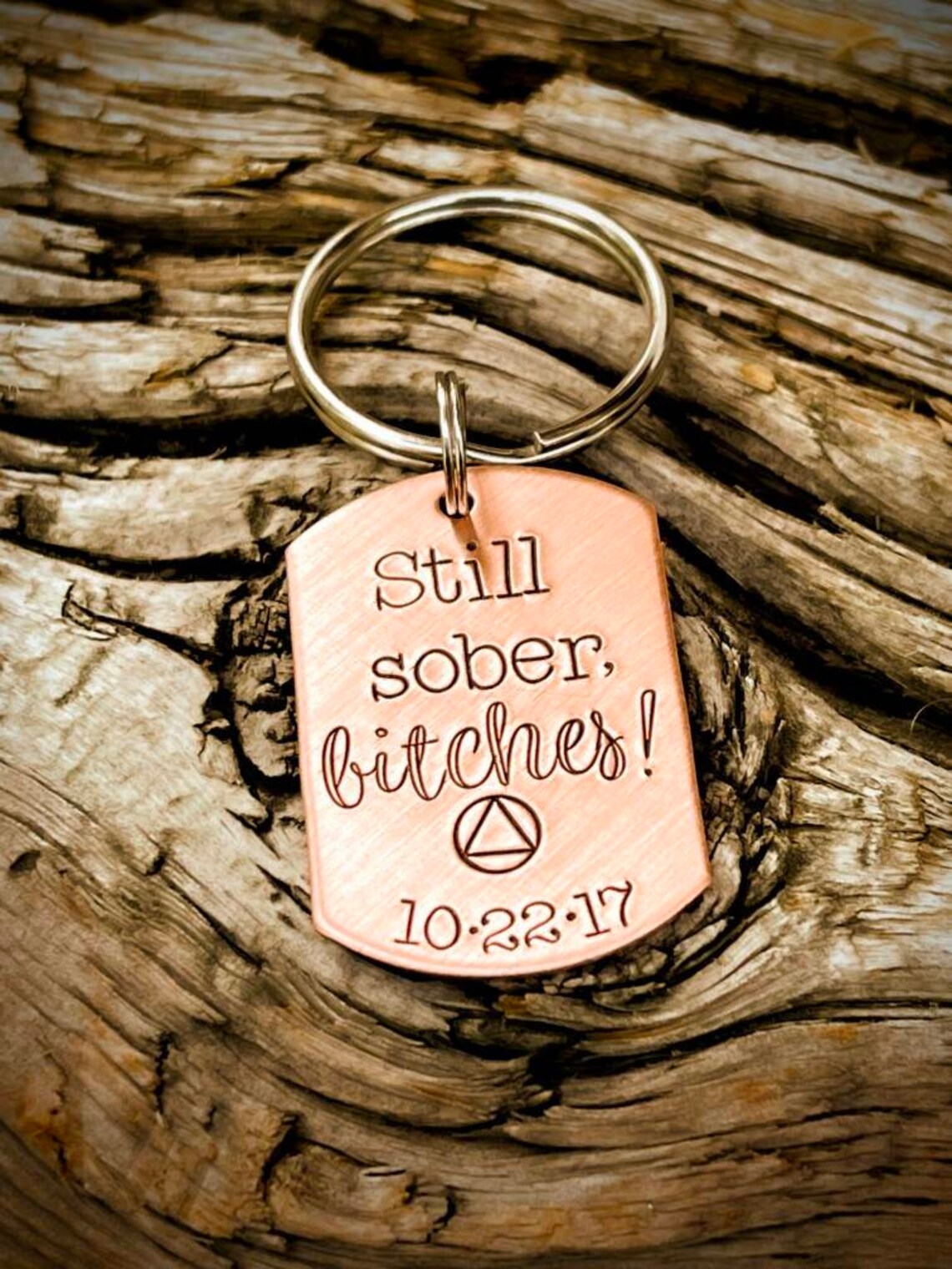 Personized Hand Stamped Sobriety Keychain. Custom Sober - Etsy