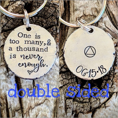 Personalized Sobriety Keychains. Custom Hand Stamped Sober - Etsy