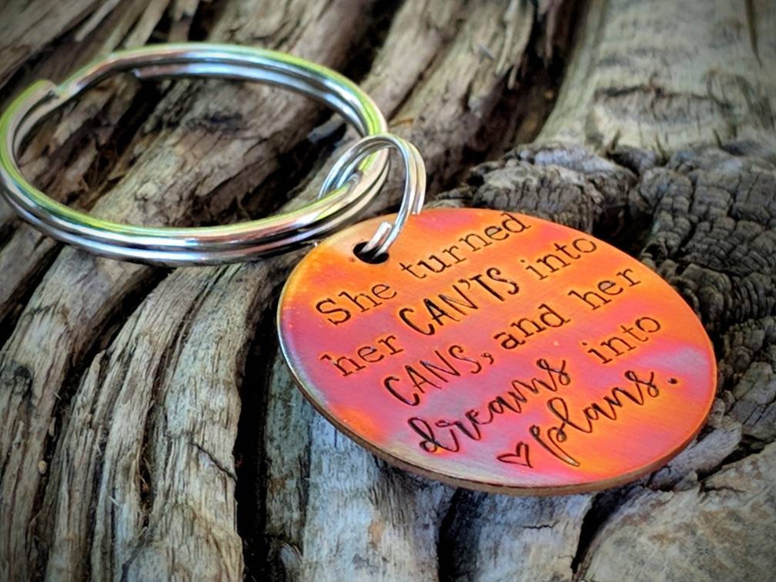 Hand Stamped Inspirational Keychain. Motivational Gift. - Etsy