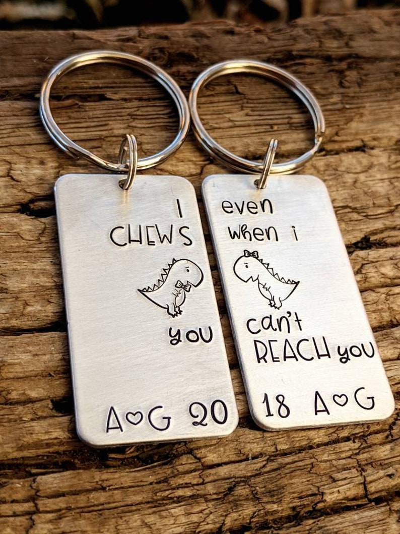Personized Hand Stamped Couples Keychains. Valentines Day Gift - Etsy