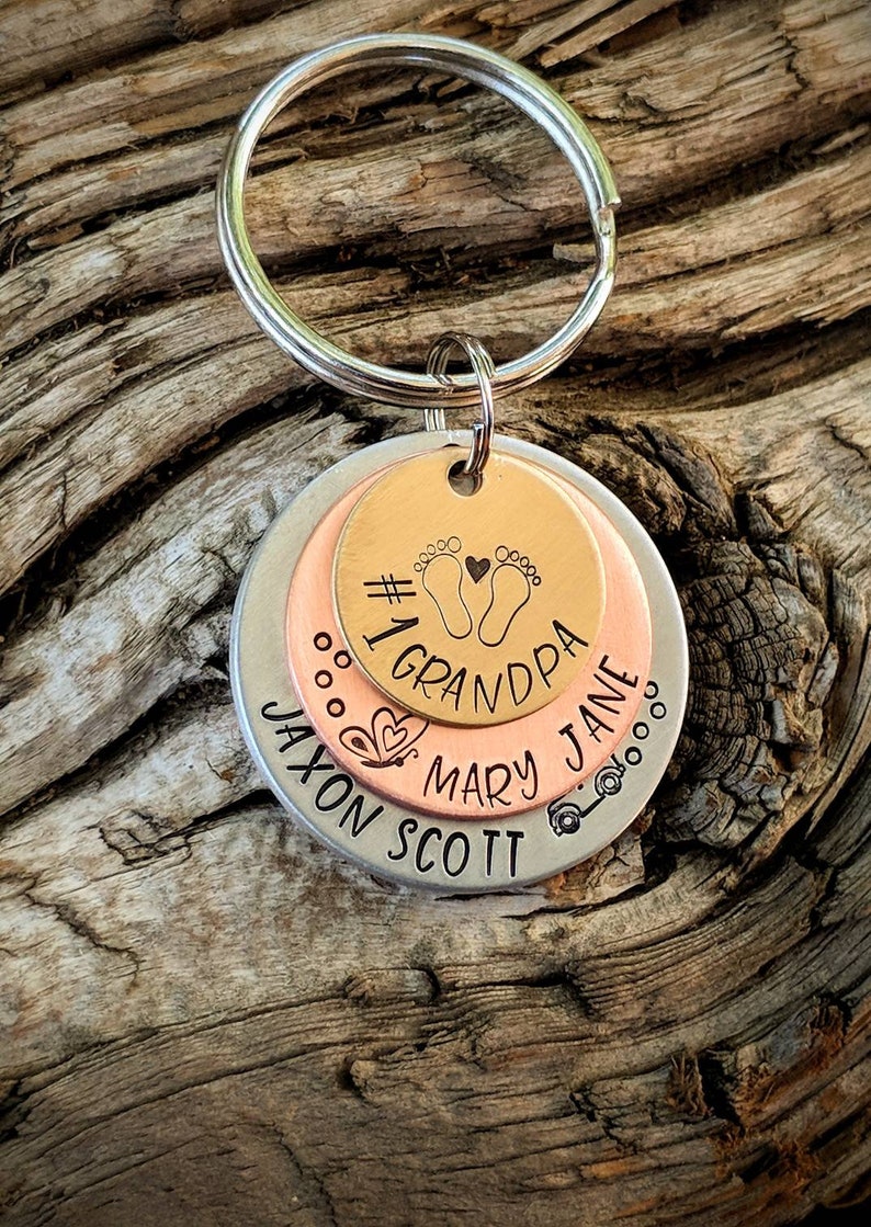 Personalized Hand Stamped Grandpa Keychain. Gift for Grandpa. - Etsy