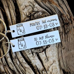 Personalized Couples Keychains. MATCHING SET. Hand Stamped Anniversary ...