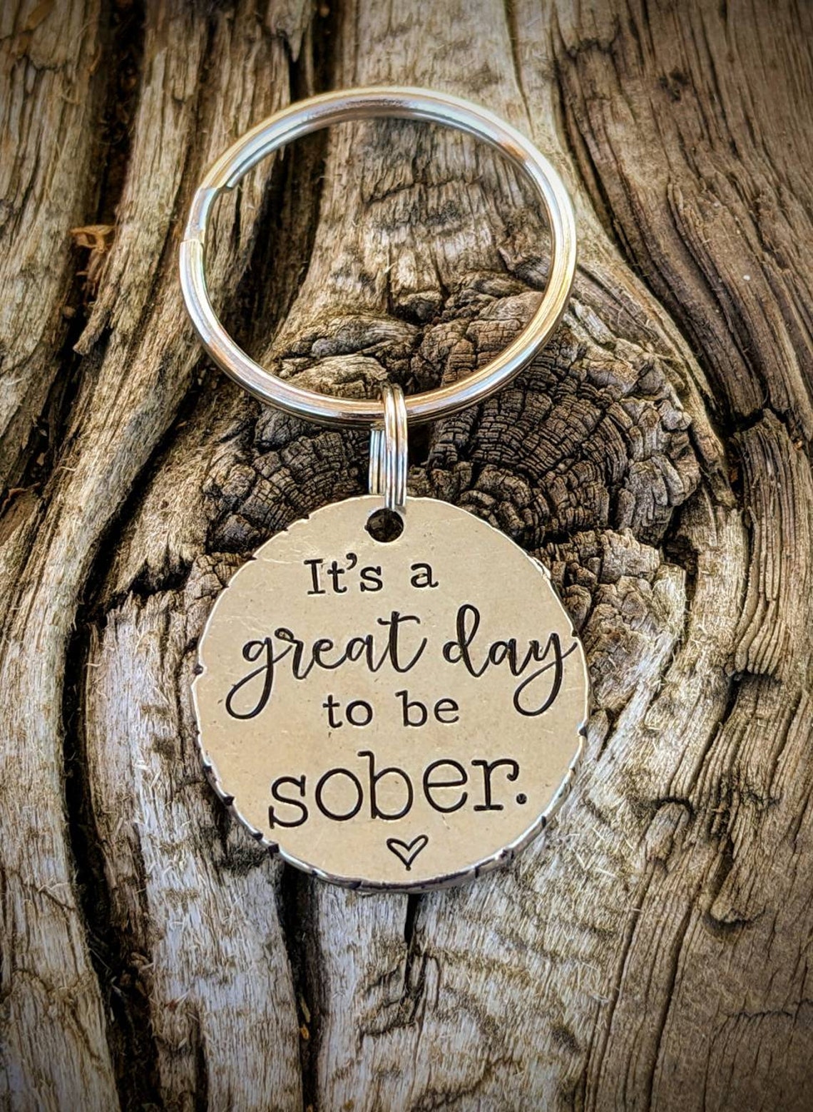 Personalized hand stamped sobriety coin. Custom sober gifts. | Etsy