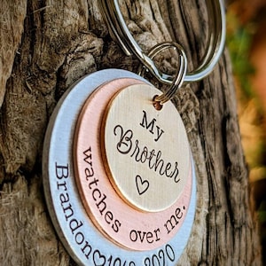 Personalized Hand Stamped Brother Memorial Keychain. Custom Gift for ...